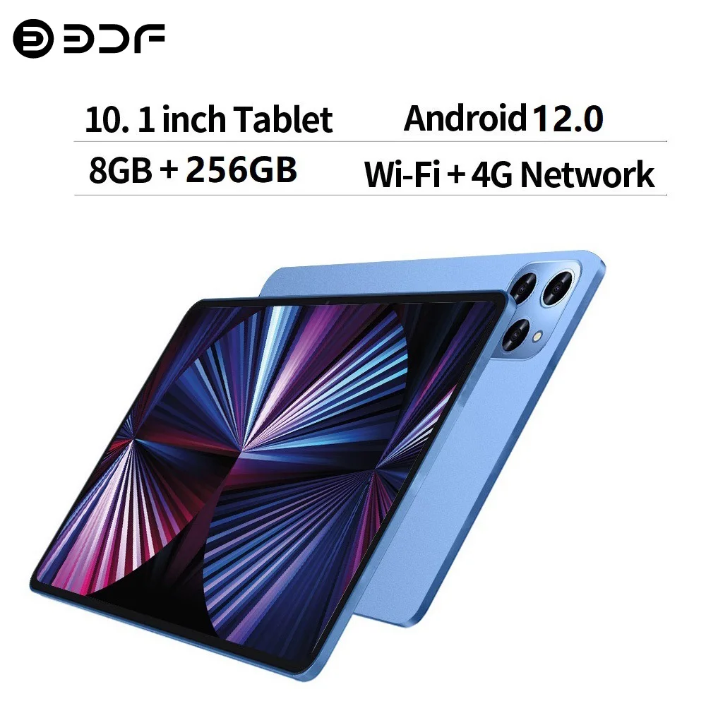New 10.1 Inch Tablets Android 12 Octa Core 8GB RAM 256GB ROM Dual 4G LTE Phone Call Bluetooth ...