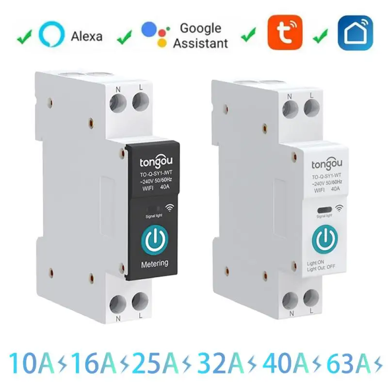 Tuya Wifi Smart Circuit Breaker With Power Metering 1P 16-63A Din Rail ...