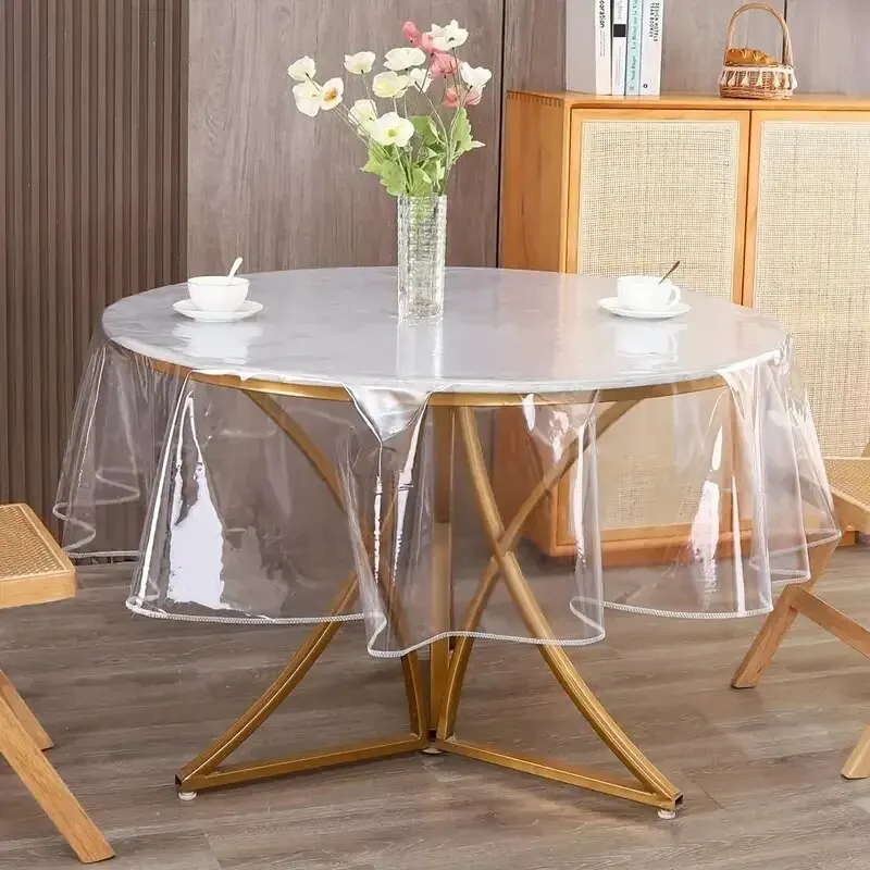 Transparent-Table-Protector-Tablecloth-Lock-Edge-Round-Waterproof-Oil ...