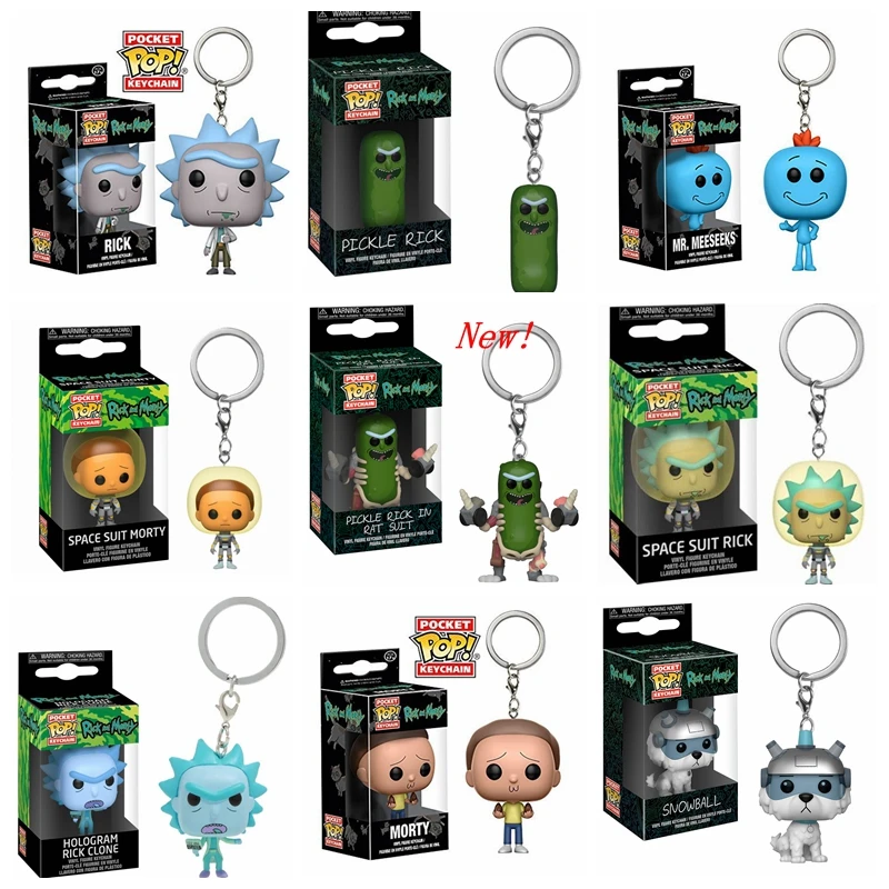 FUNKO-Pocket-llavero-de-Rick-holograma-Space-Morty-traje-de-pepinillo ...