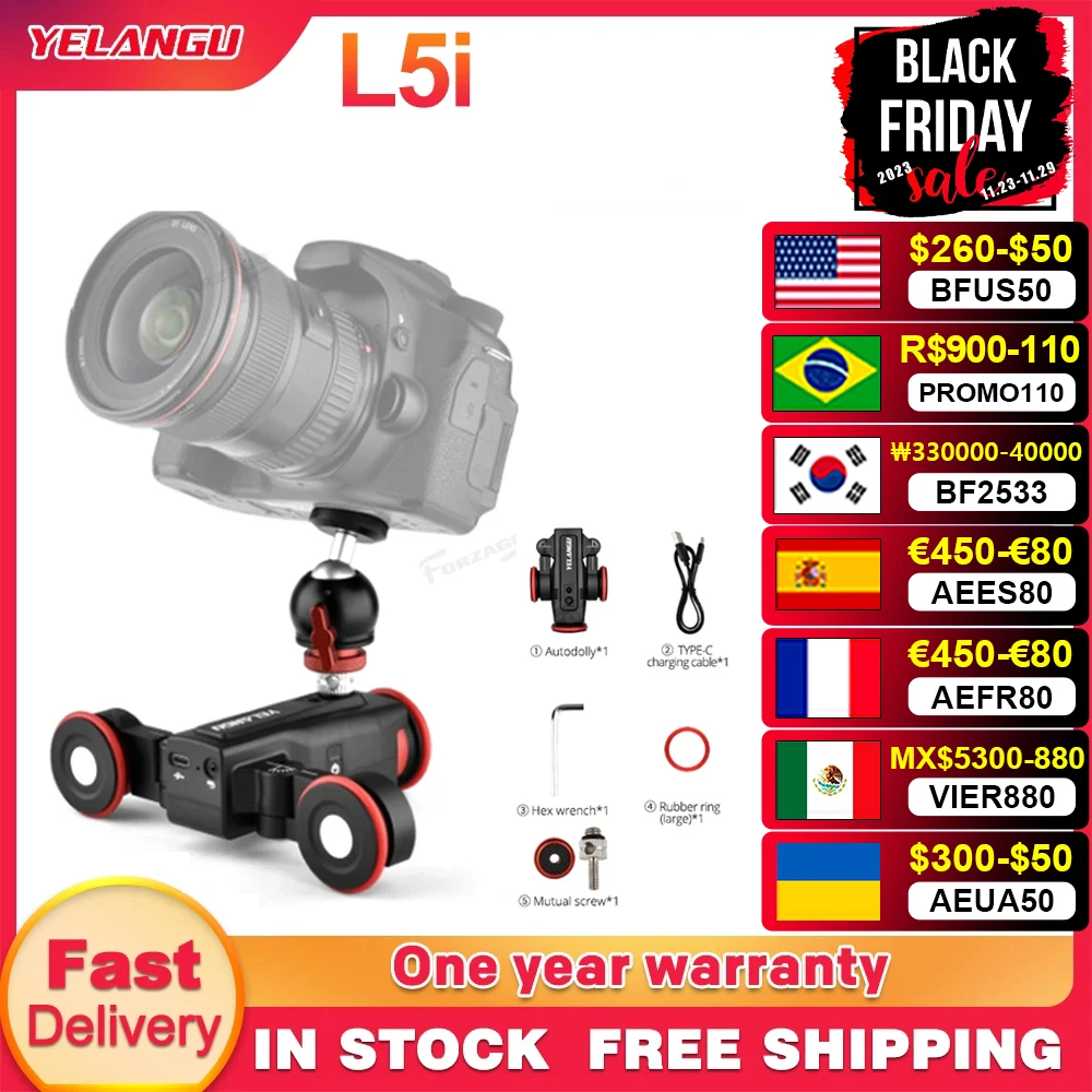 YELANGU L5i L4X Mini Electric Motorized Track Dolly Slider Rail Time ...