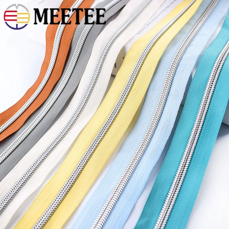 Meetee 3/5/10Meters 5# Color Nylon Coded Zipper Coil Code Zip+ Silder ...