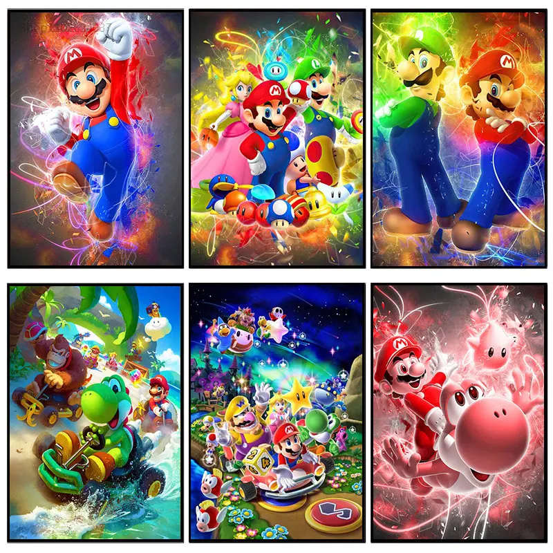 Mario-Cartoon-Character-Canvas-Painting-Poster-and-Print-Wall-Art ...