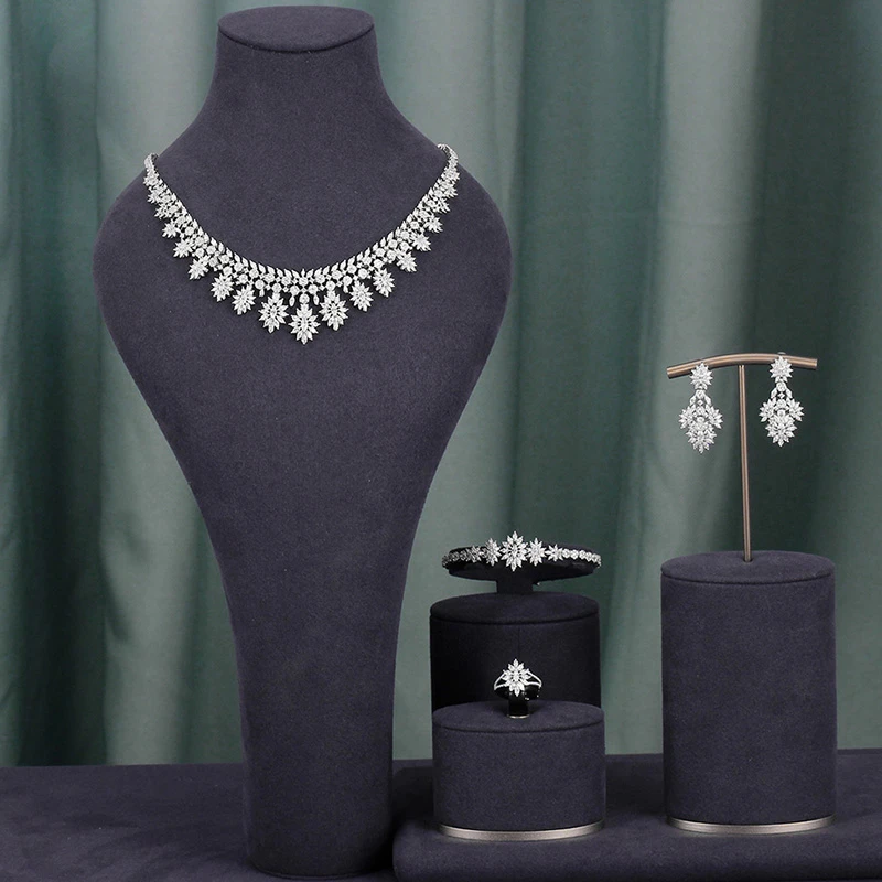 Exquisite Simple Women Jewelry Set 4 PCS Cubic Zirconia High Quality ...