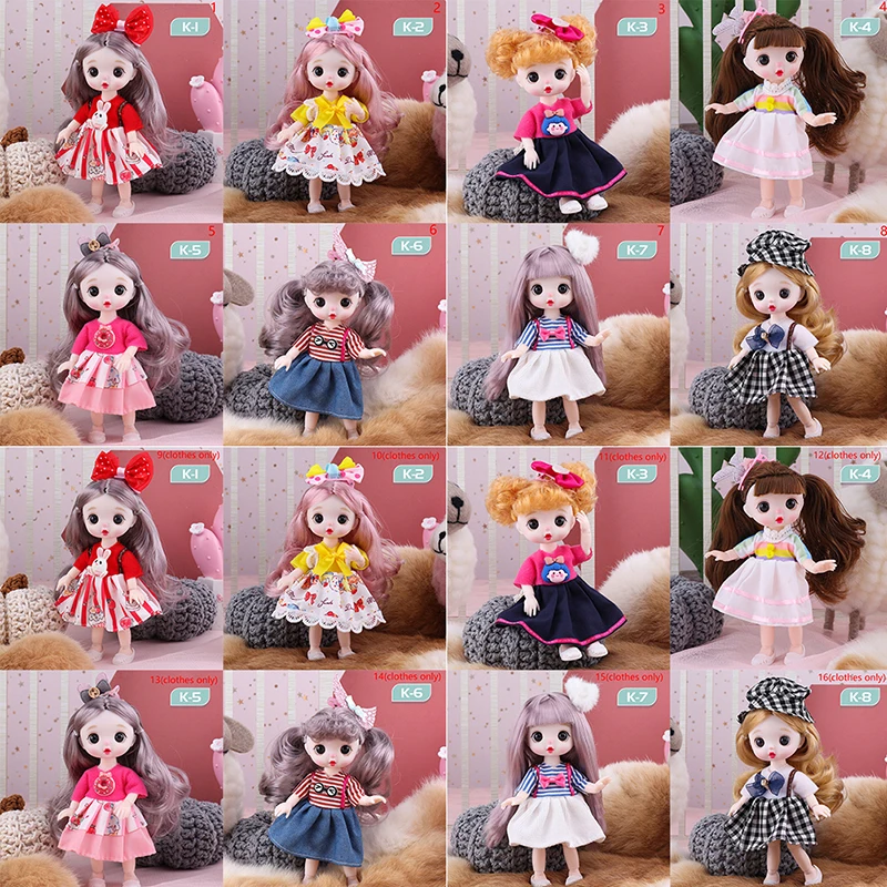 17cm BJD Mini Doll 13 Movable Joint Girl Baby 3D Big Eyes Beautiful DIY ...