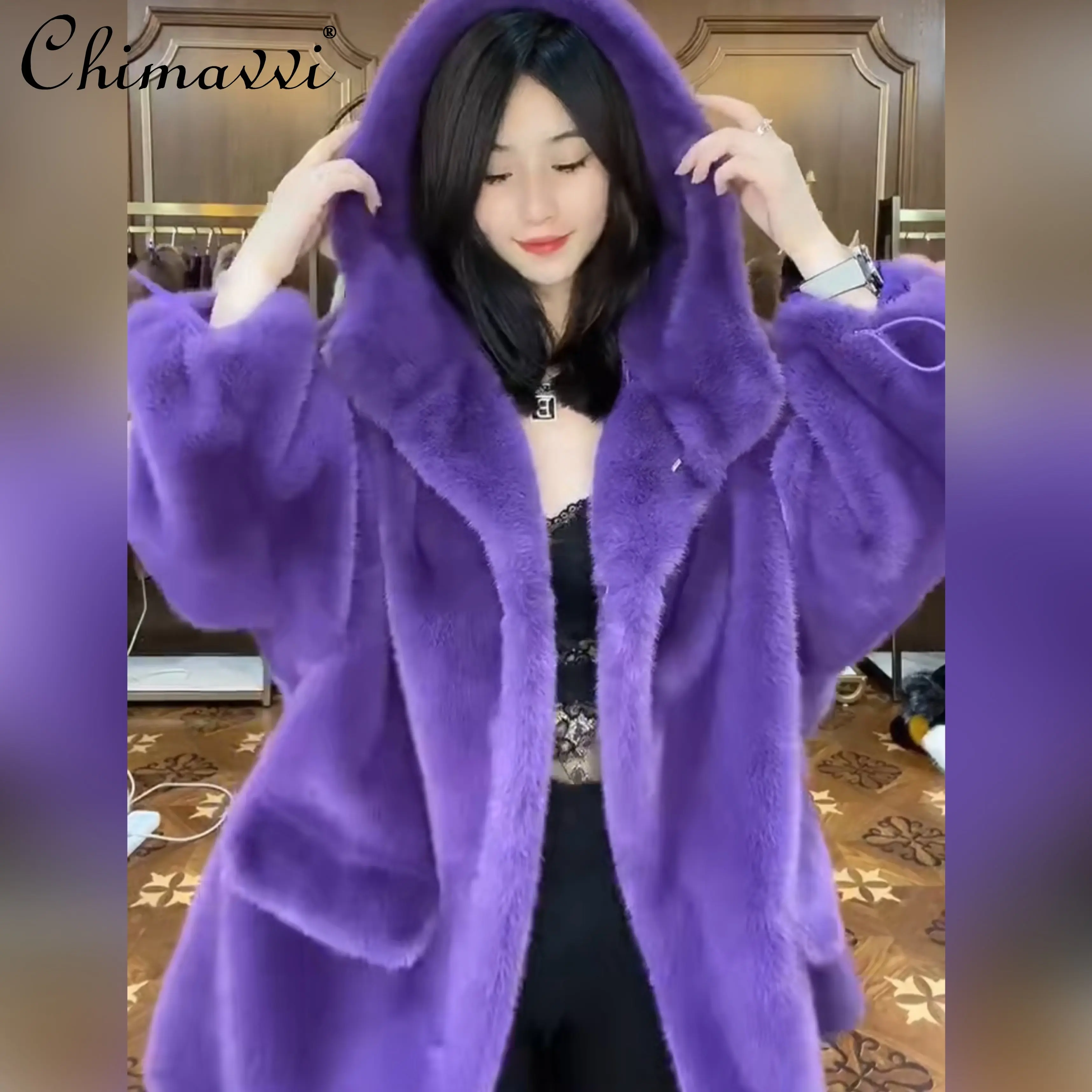 European-Fashion-Elegant-Fur-Long-Sleeve-Toka-Double-Face-Wool-Leather ...