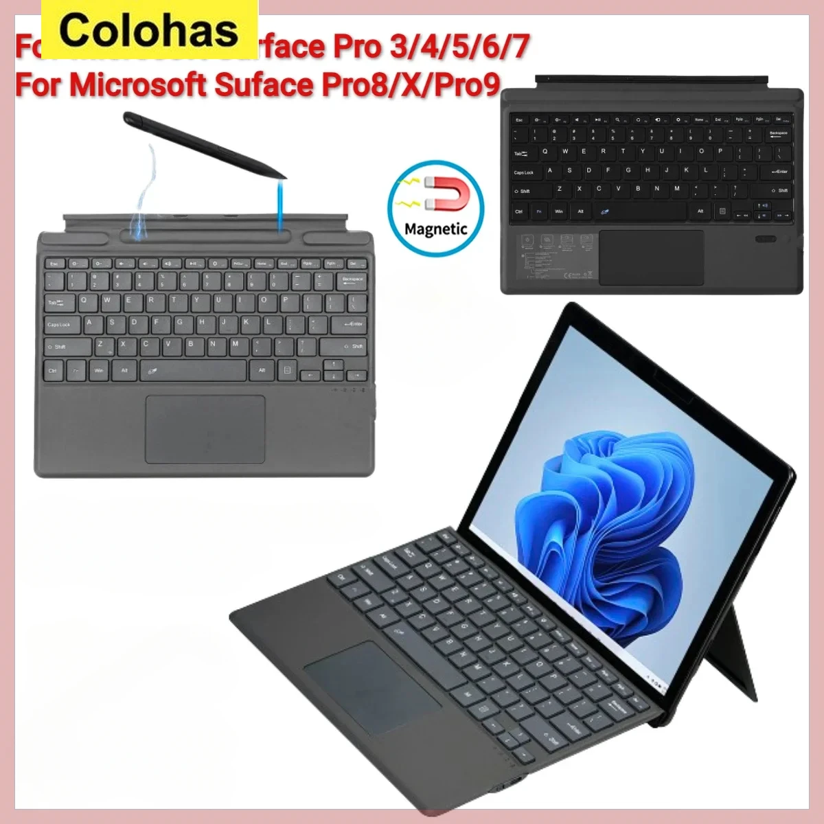 Magnetic-Backlit-Keyboard-for-Microsoft-Surface-Pro-8-X-Pro-9-Tablet ...