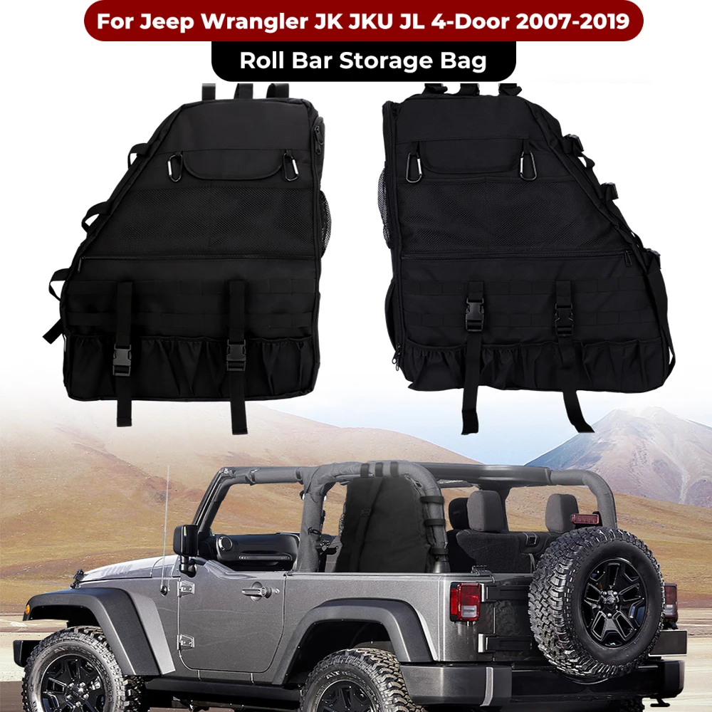 Roll-Bar-Storage-Bag-Cage-Cargo-For-Jeep-Wrangler-JK-JKU-JL-4-Door-2007 ...