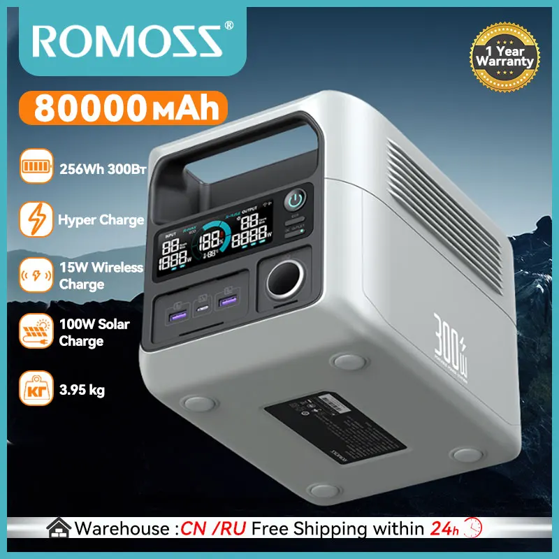 ROMOSS-RM300-Portable-Power-Station-220V-300W-Rechargeable-Lifepo4-Battery-80000mAh-Power-Supply ...