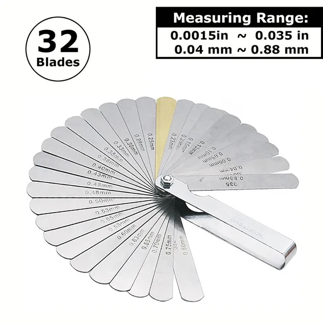 Filler Gauge 32-Blade Feeler Gauge Set – Dual Metric/SAE Readings For ...