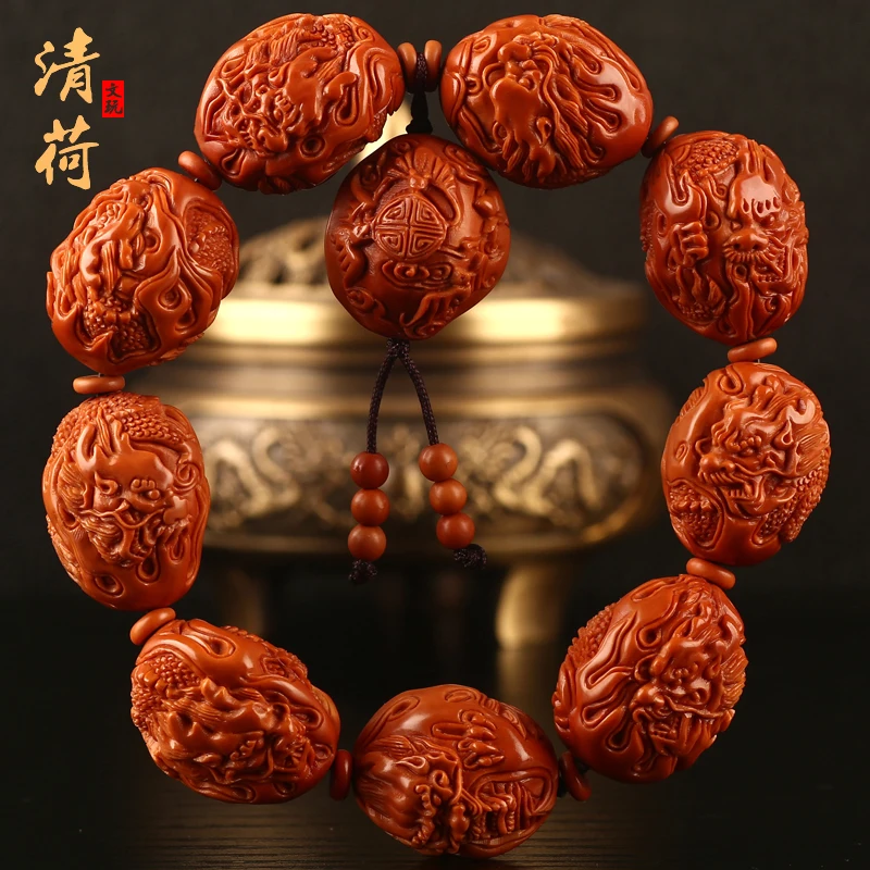 Natural-Olive-Kernel-Bracelet-Nine-Dragon-Play-Pearl-Handmade ...