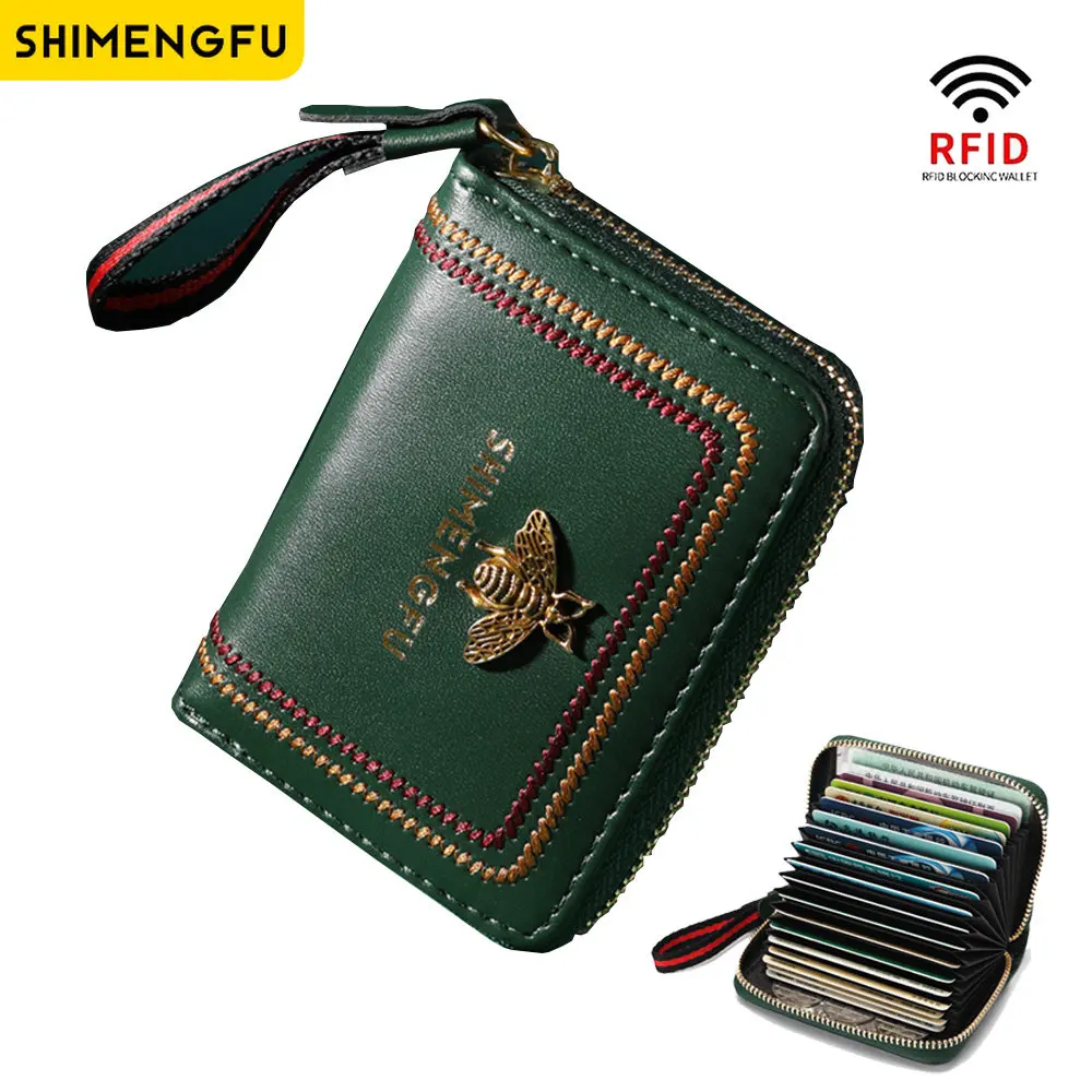 Credit Card Holder Genuine Leather RFID Box Women Wallet Hasp Small ...