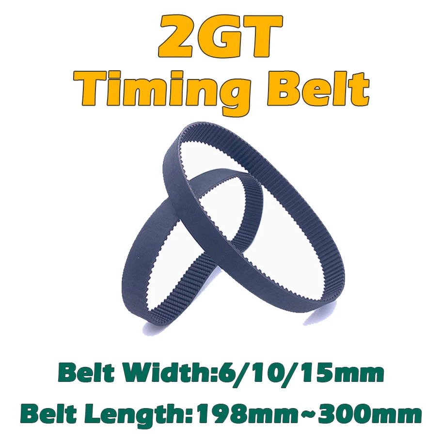 2GT Rubber Timing Belt Length 198 200 210 218 220 230 240 250 258 260 ...