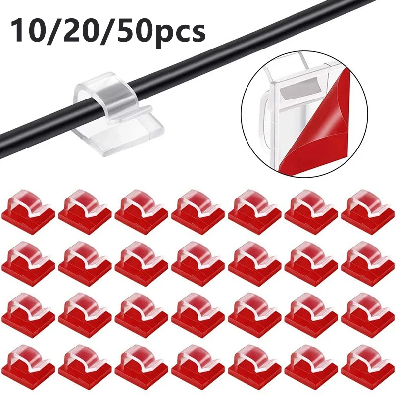 10/20/50Pcs Cable Clips Self Adhesive Cord Management Office Wire ...