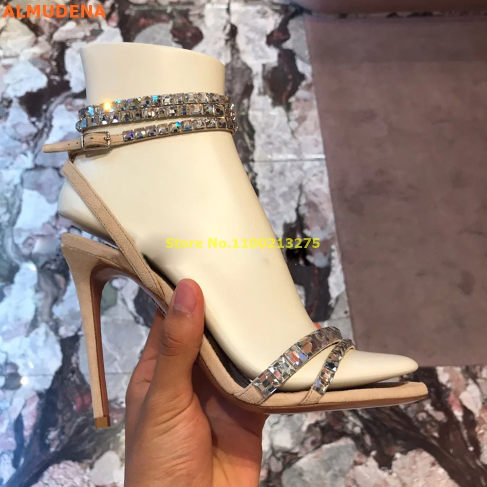 Stiletto Sandals Ankle Strap | Runway Fashion Shoes Sandals - Crystal ...
