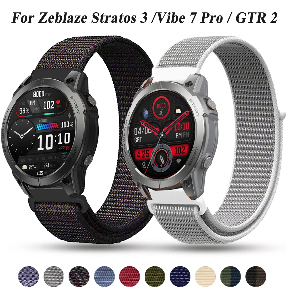 22-20mm-Nylon-Strap-For-Zeblaze-Vibe-7-Pro-Stratos-2-3-Watch-Band ...