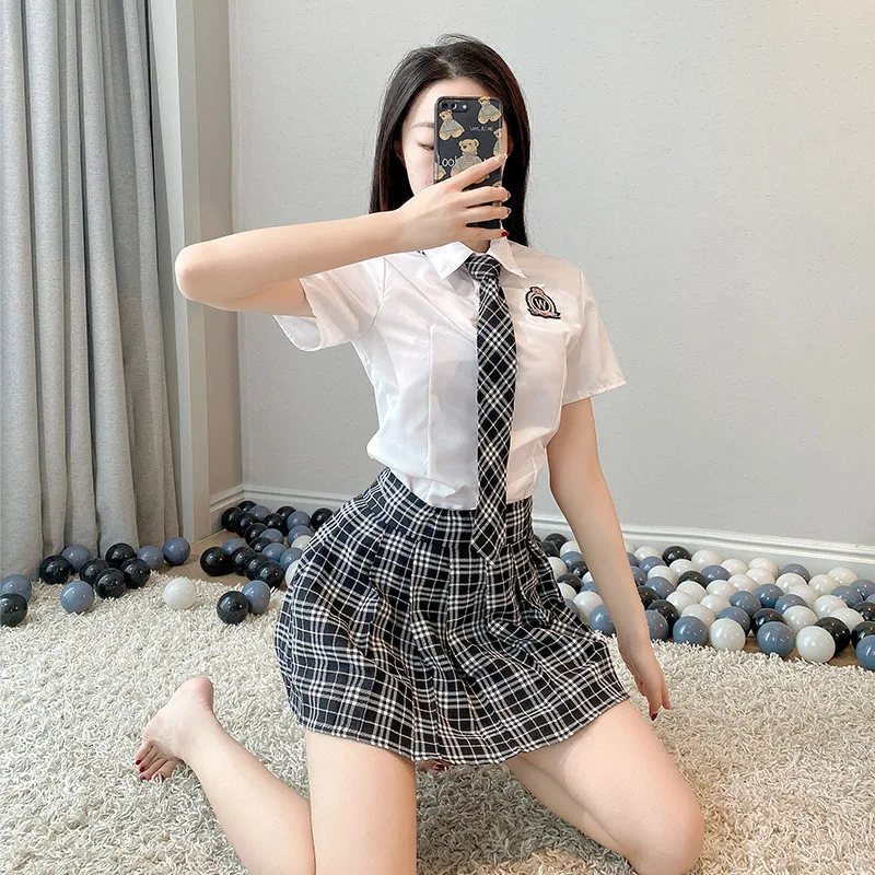 Japanese Student Girls School Uniform Black White Lingerie JK Suit ...