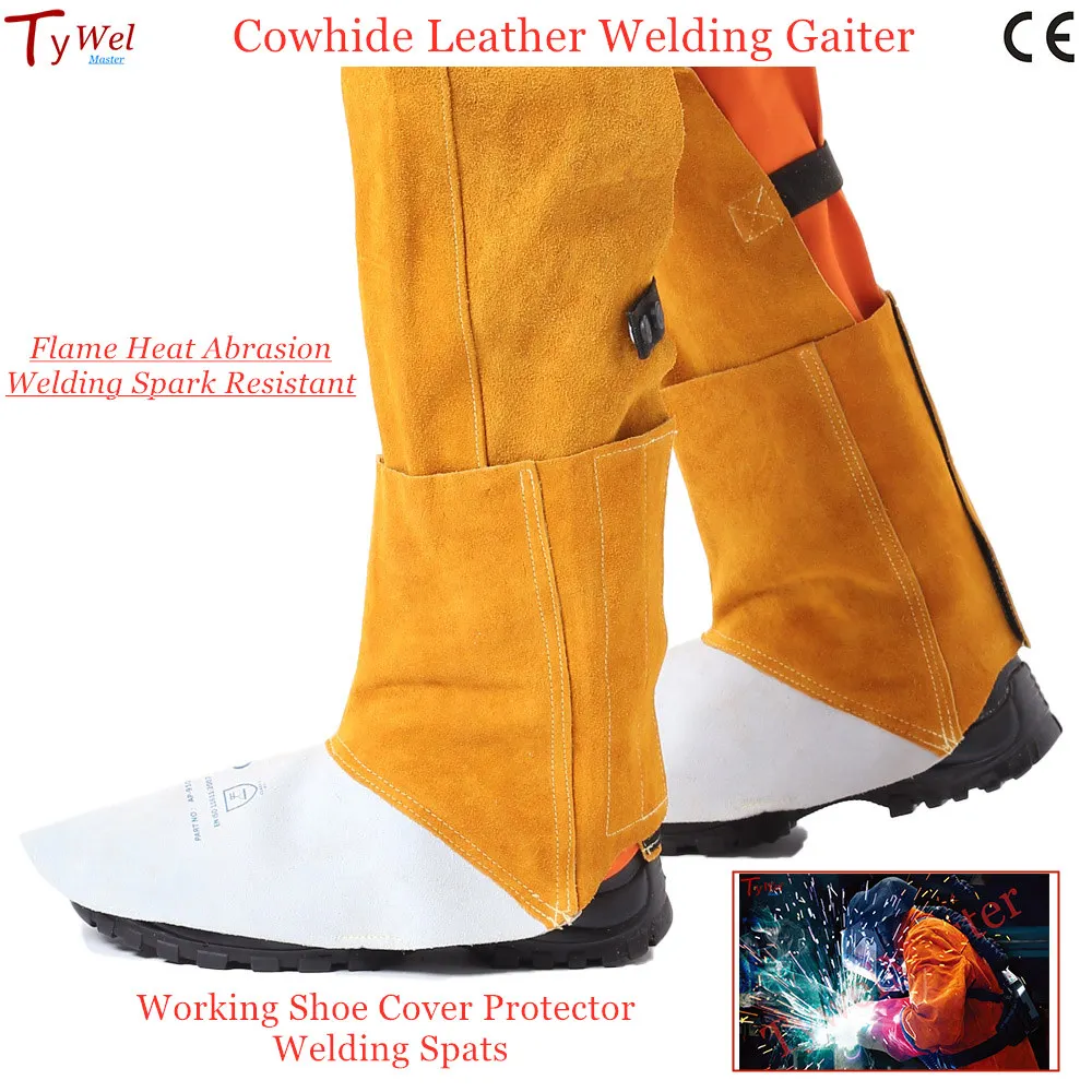 Cowhide Leather Welding Gaiter Ce Flame Heat Abrasion Spark Resistant ...