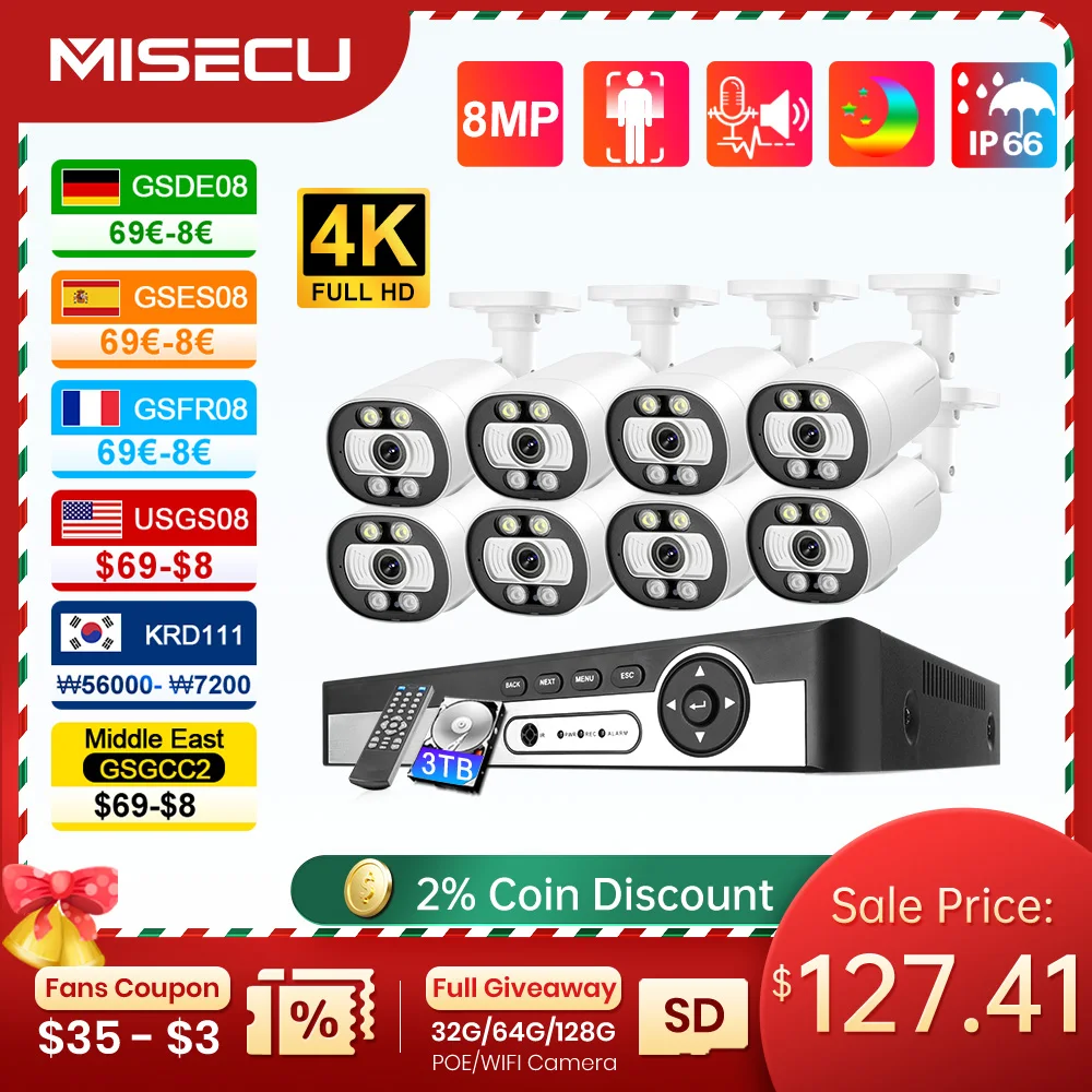 Misecu-Security-AI-Camera-System-Face-Detect-8MP-CCTV-Record-Kit-de ...