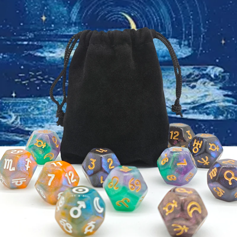 12 Pcs x 12 Sided Dice Entertainment Toys Astrology Dice for KTV Role ...