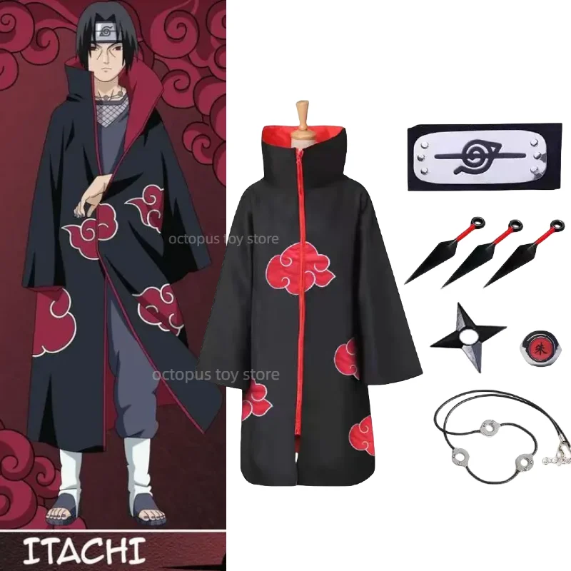 Anime-Naruto-Akatsuki-Uchiha-Itachi-Cosplay-ropa-Cos-Props-conjunto-de ...