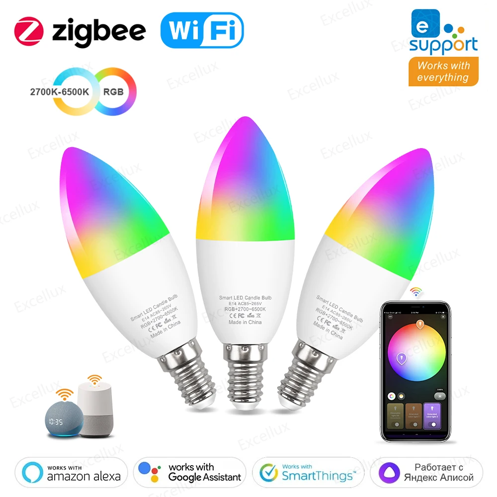Smart-WiFi-E14-Led-Bulb-Zigbee-E14-Candle-Lamp-AC-100-240V-RGB-CW-WW ...