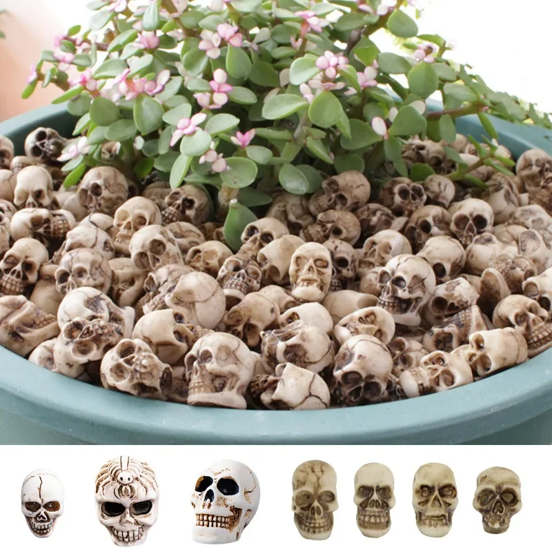20PCS-Mini-Skulls-Halloween-Decoration-Miniature-Figurines-Skull-Resin ...