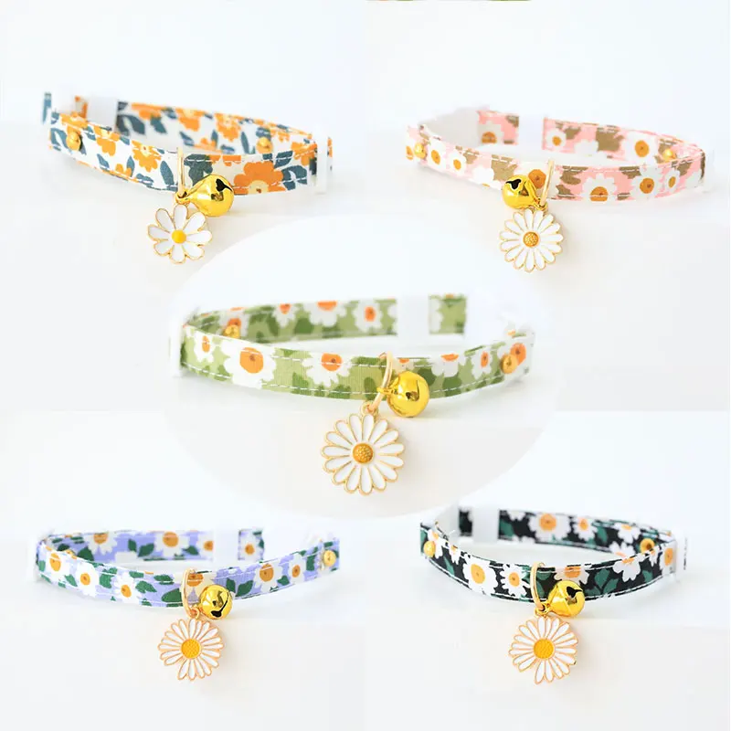 Daisy-Cat-Collar-Adjustable-Safety-Collar-with-Bell-Necklace-for-Cat ...