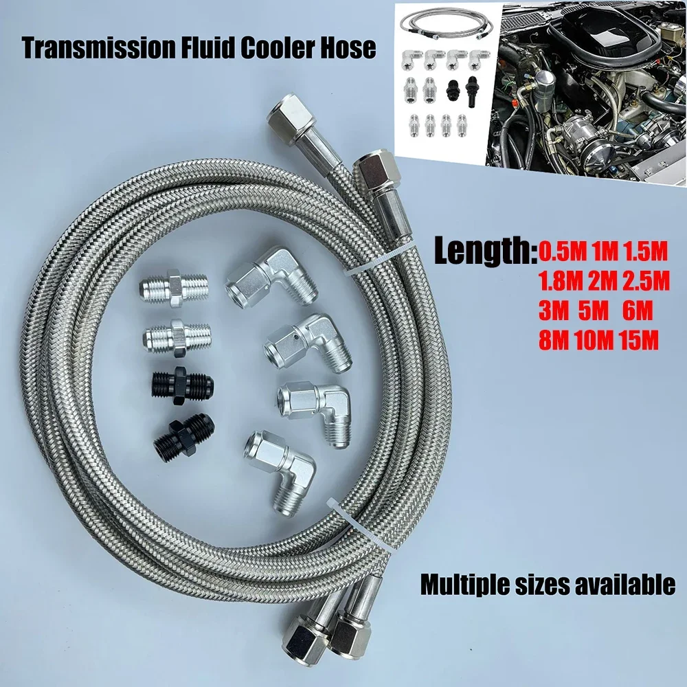 Stainless Steel Braided PTFE Transmission Fluid Cooler Hose Line Kit 0 ...