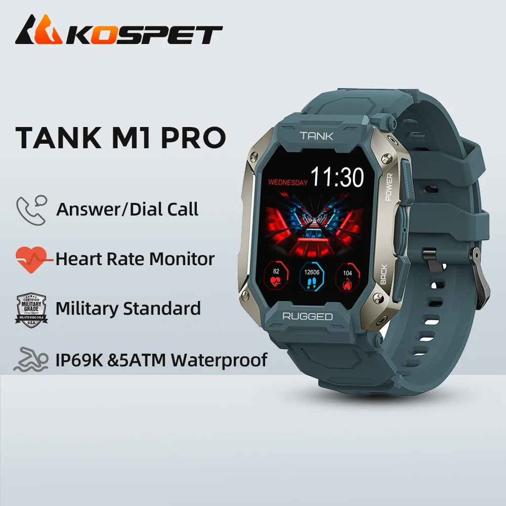 Original-KOSPET-TANK-M1-PRO-Military-Smartwatch-Make-Receive-Call-5ATM ...
