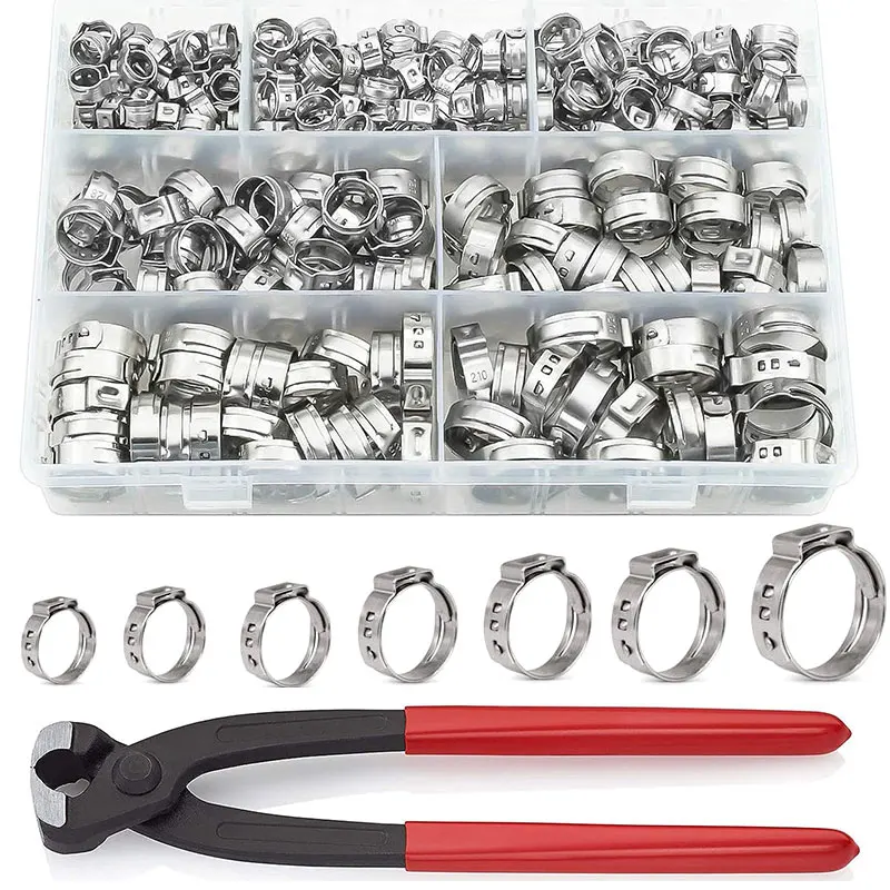 130pcs-Hose-Clamps-Rings-6-23-5mm-304-Stainless-Steel-Single-Ear ...