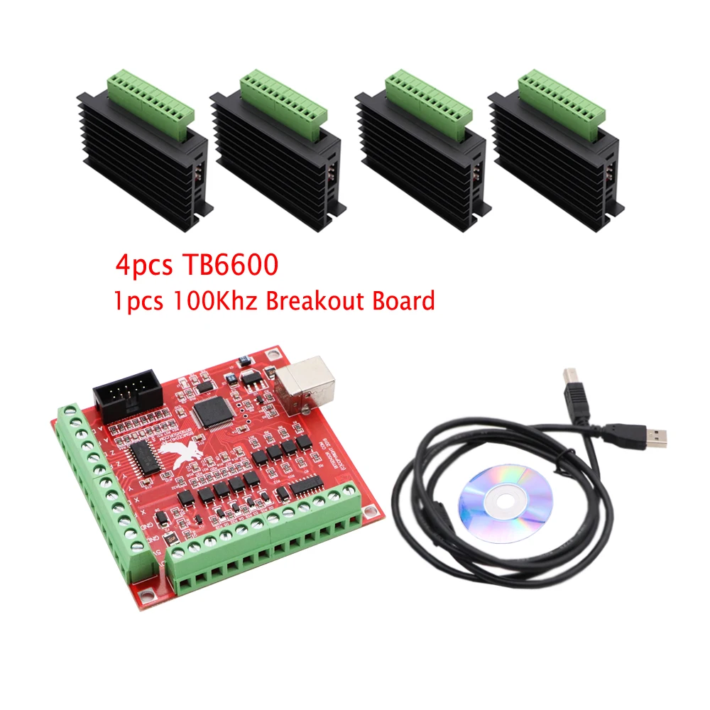 CNC USB MACH3 100Khz Breakout Board 4 Axis Interface Drive Motion ...