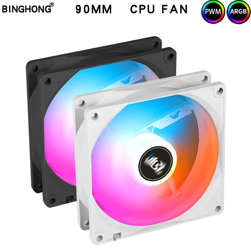 LED-cpu-fan-90mm-fan-silent-12V-hydraulic-bearing-3pin-4pin-PWM-desktop ...