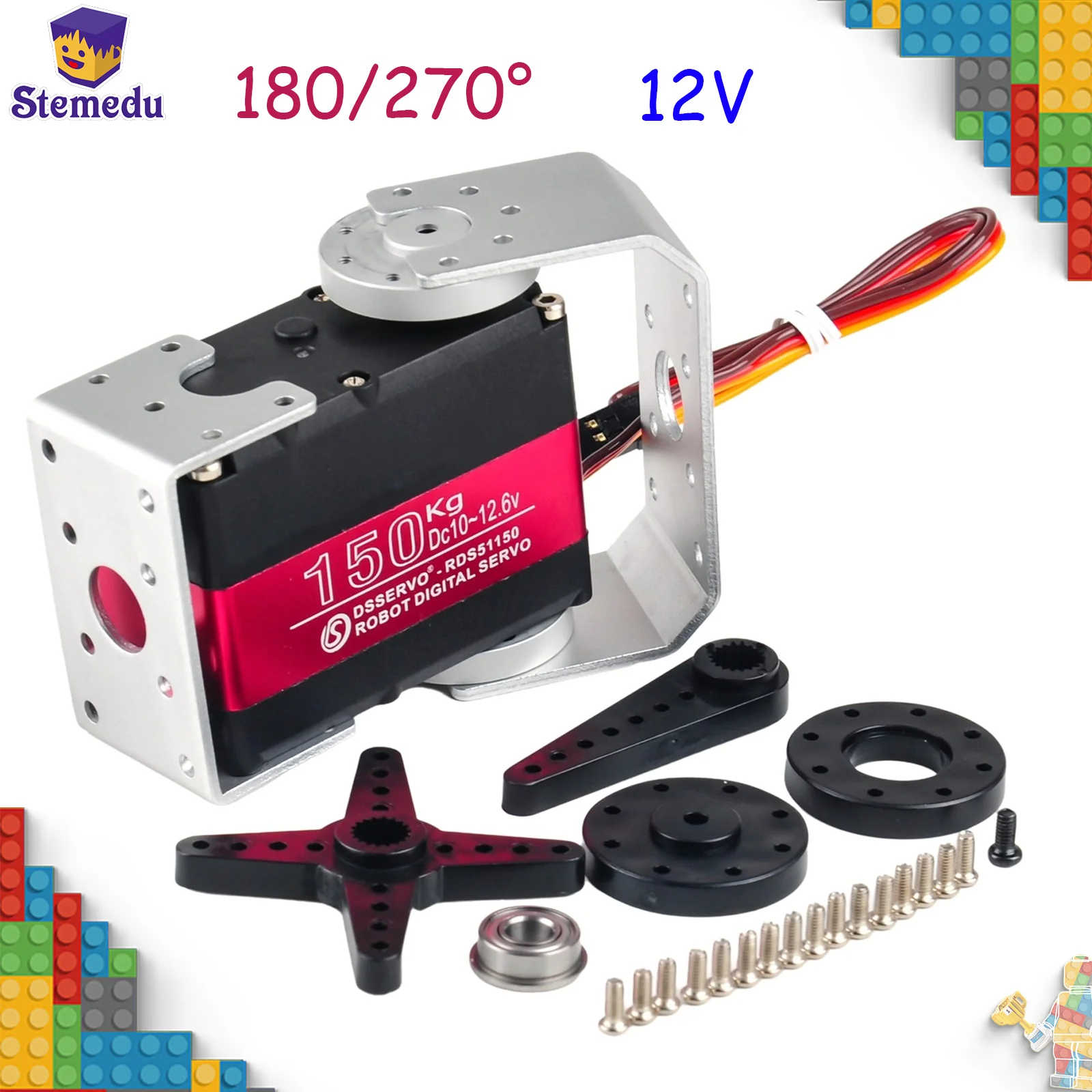 RDS51150 Metal Gear Digital Servo 150KG Robotic Servo Motor 12V 180/270 ...