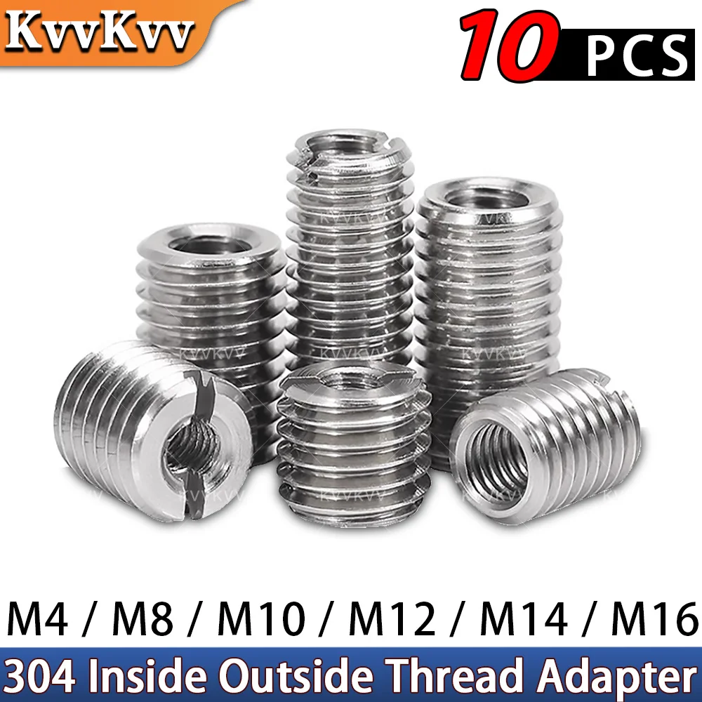 304 Stainless Steel Inside Outside Thread Adapter M4 M6 M8 M10 M12 M14 ...