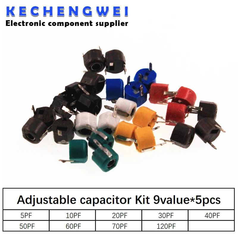 45pcs=9value*5pcs trimmer Adjustable capacitor Assortment Kit JML06 5pf ...
