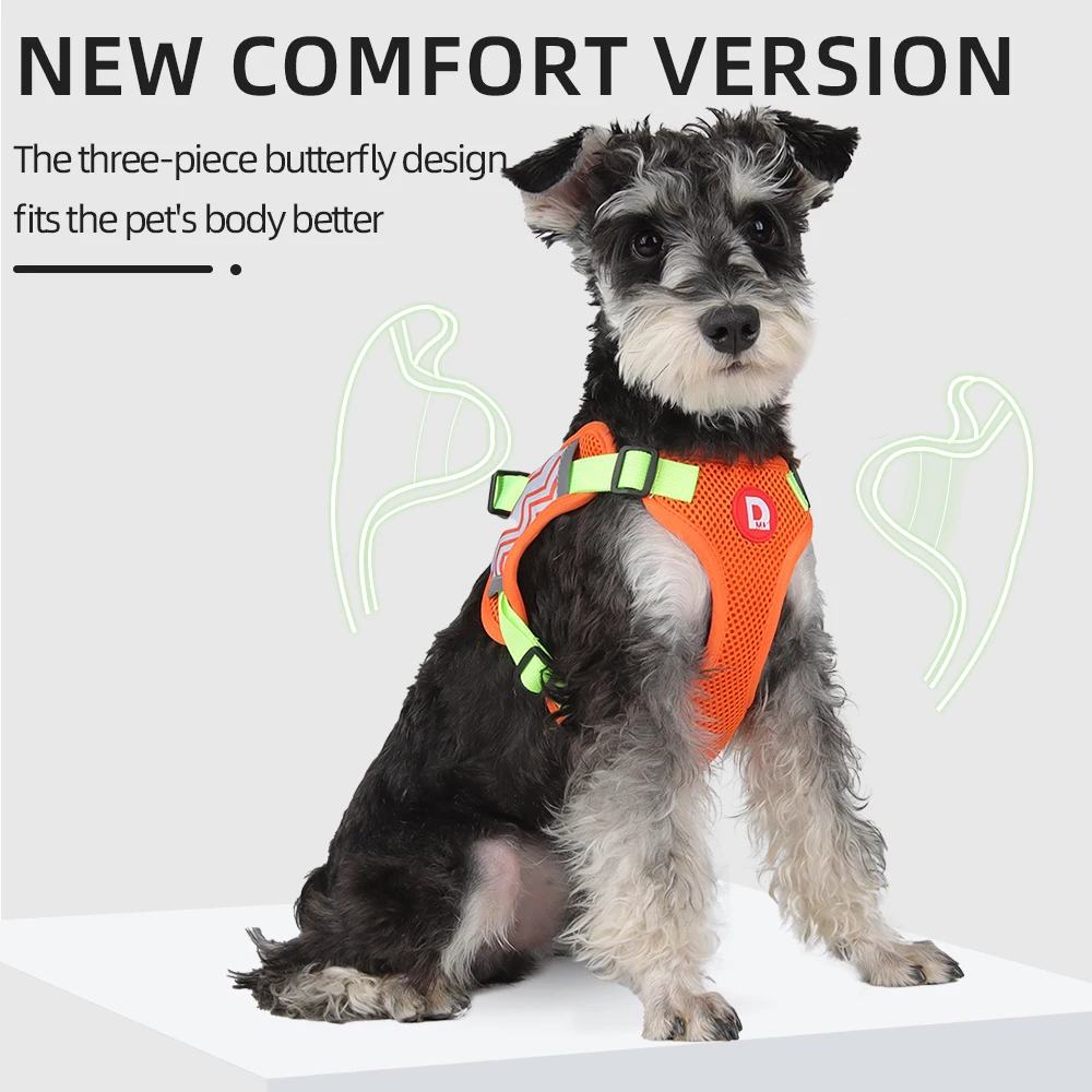 Breathable Pet Harness And Leash Safety Adjustable Mesh Chest Strap ...