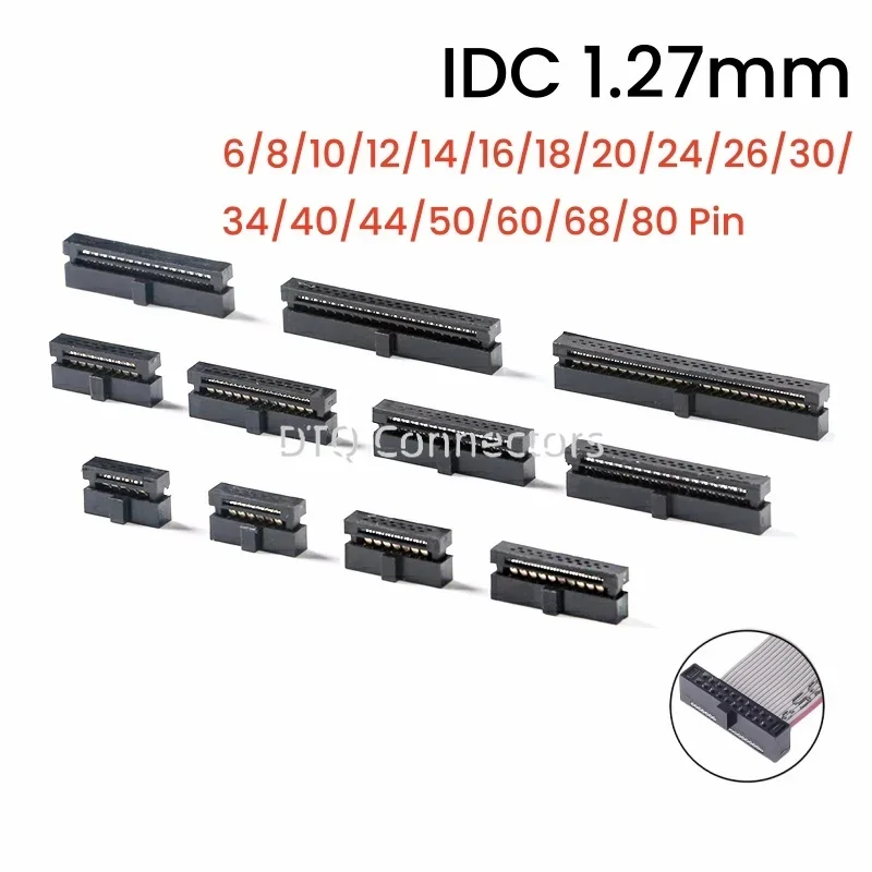 5 Pcs IDC Receptacle 1.27 MM Pitch 6 8 10 12 14 16 18 20 24 26 30 34 40 ...