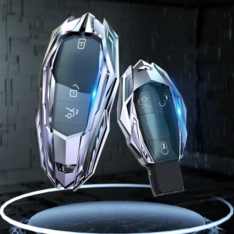 Zinc-Alloy-Silver-Car-Key-Case-Keyless-Cover-Key-Shell-Mercedes-Benz-C ...