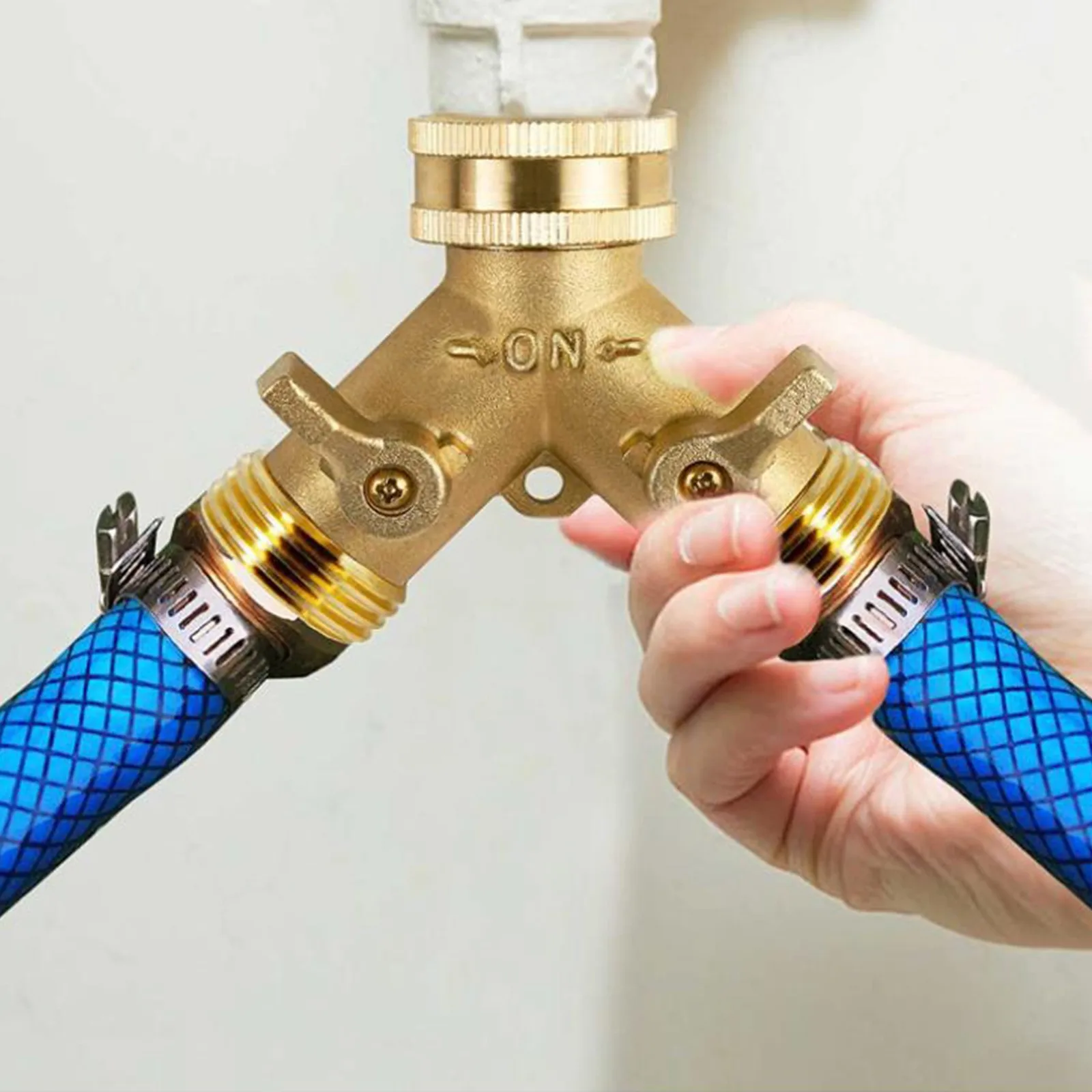 Garden-Hose-Y-Shaped-Connector-With-2-Valves-Hose-Socket-Adapter-Garden ...