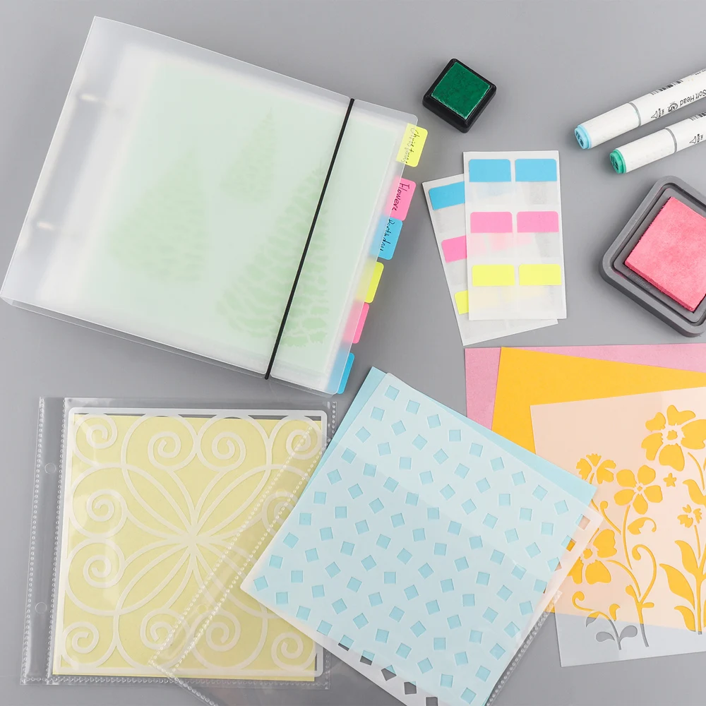 Stencils Storage Binder Folder Pockets Backing Cards With Sticker ...