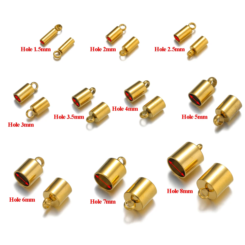 20pcs Stainless Steel Crimp End Caps Leather Cords End Tip Beads Caps ...