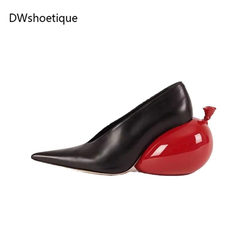 New-balloon-pointed-toe-slip-on-women-dress-shoes-strange-heel-casual ...