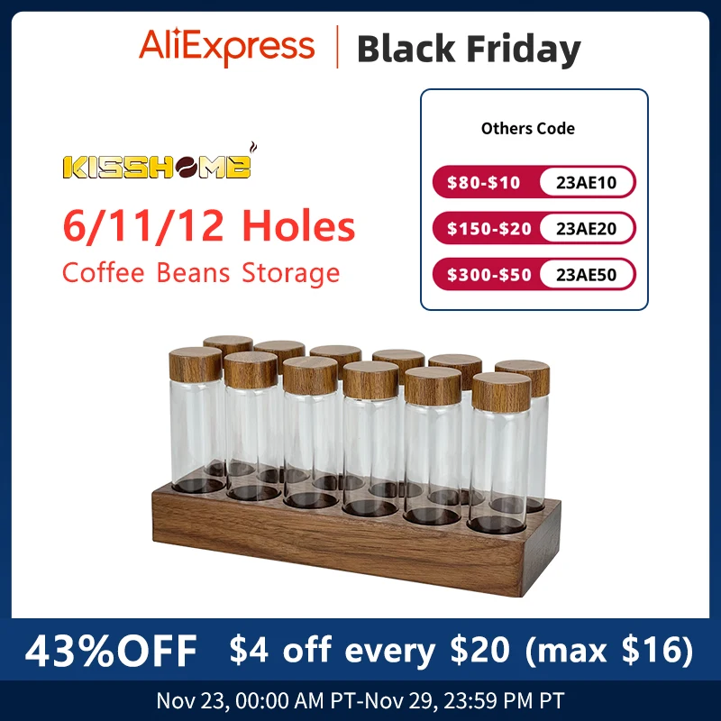 Coffee-Beans-Storage-Container-Display-Rack-Walnut-Tea-Tube-Bottle ...