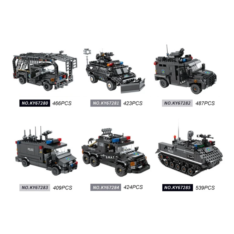 Military SWAT Armored Chariot Vehicle Building Blocks Police Army ...