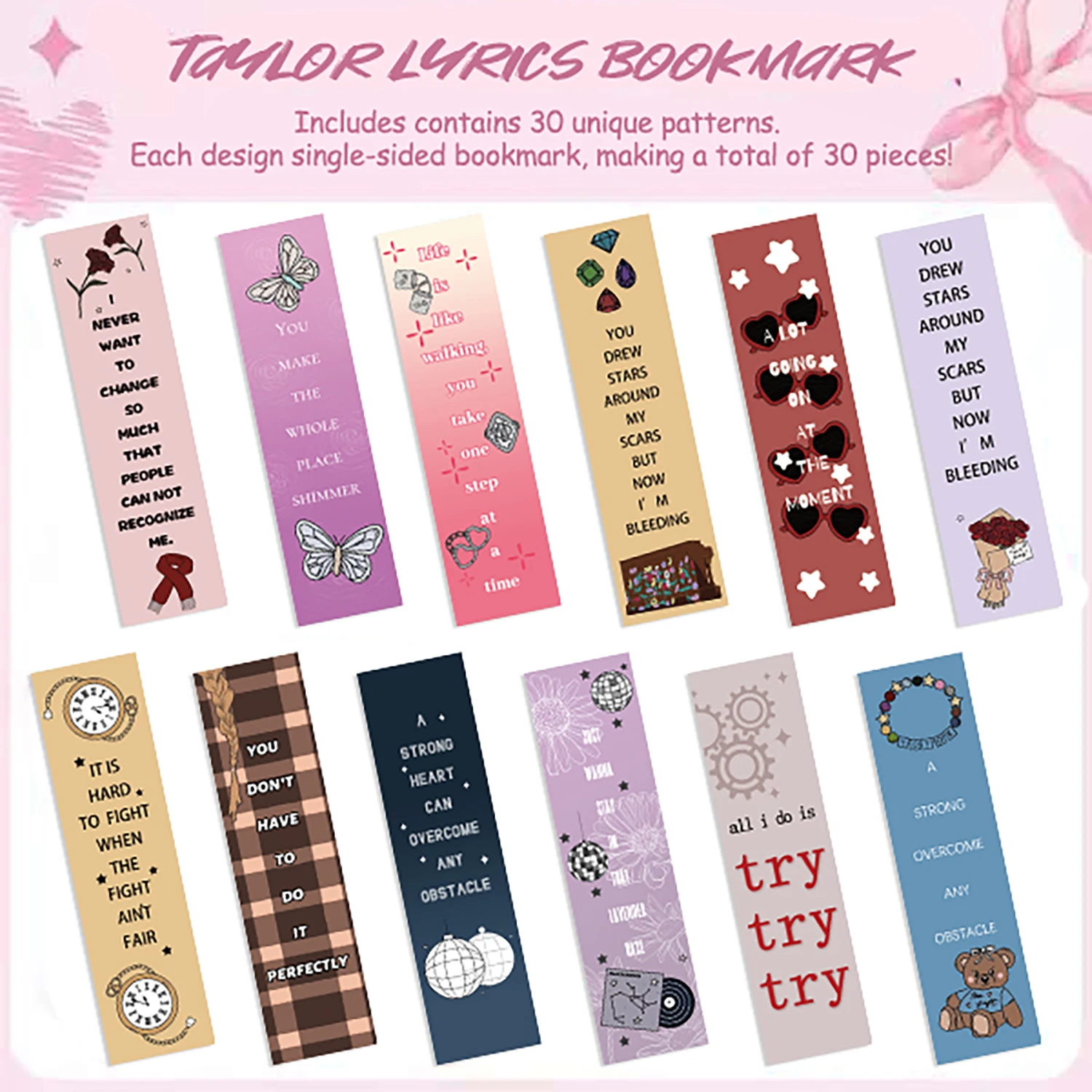 30PCS Creative Paper Bookmarks with Inspiring and Beautiful Text ...