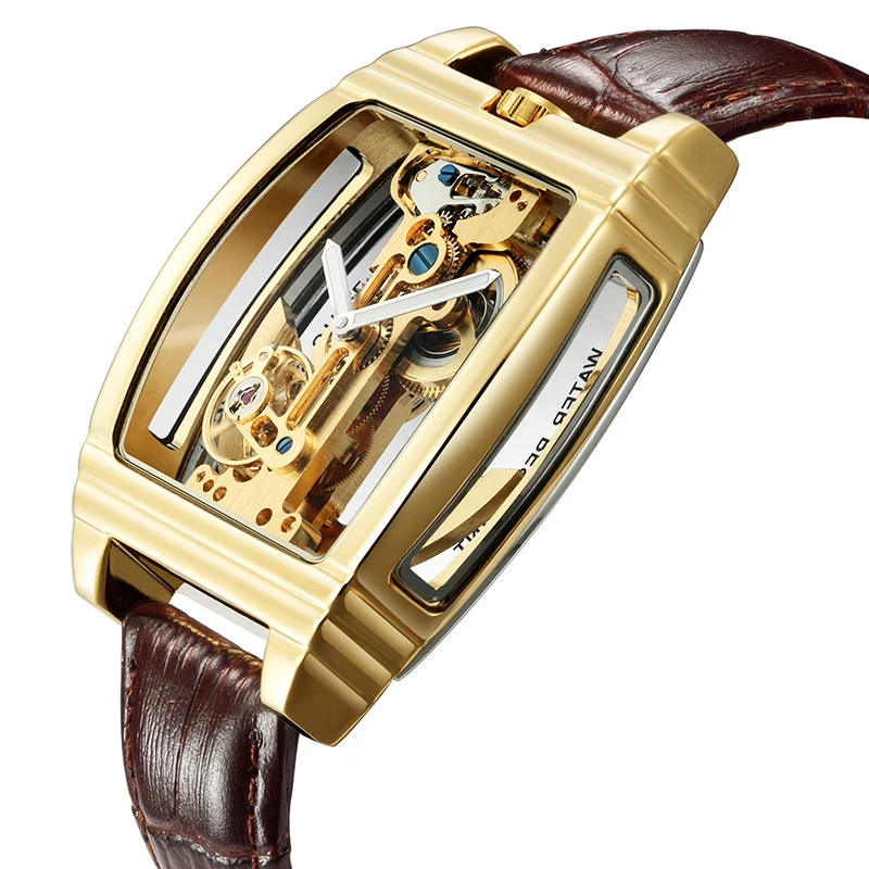 Transparent Automatic Mechanical Watch Men Steampunk Skeleton Luxury ...