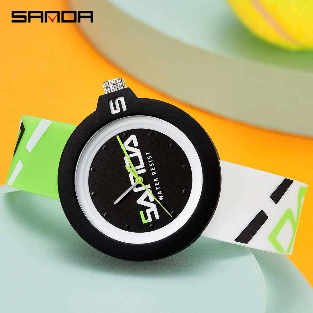 SANDA-Brand-Green-White-Silicone-Watches-Student-Women-Men-Sport-Quartz ...