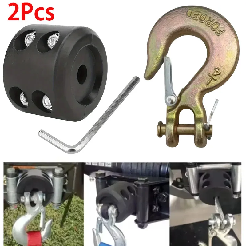 2Pcs Universal Winch Cable Hook Stopper + Hook for Cable Truck UTV ATV ...