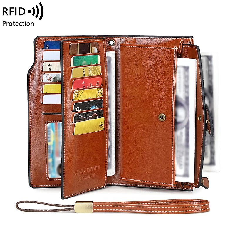 RFID-anti-theft-brush-Women-s-retro-long-three-fold-foldable-wallet ...